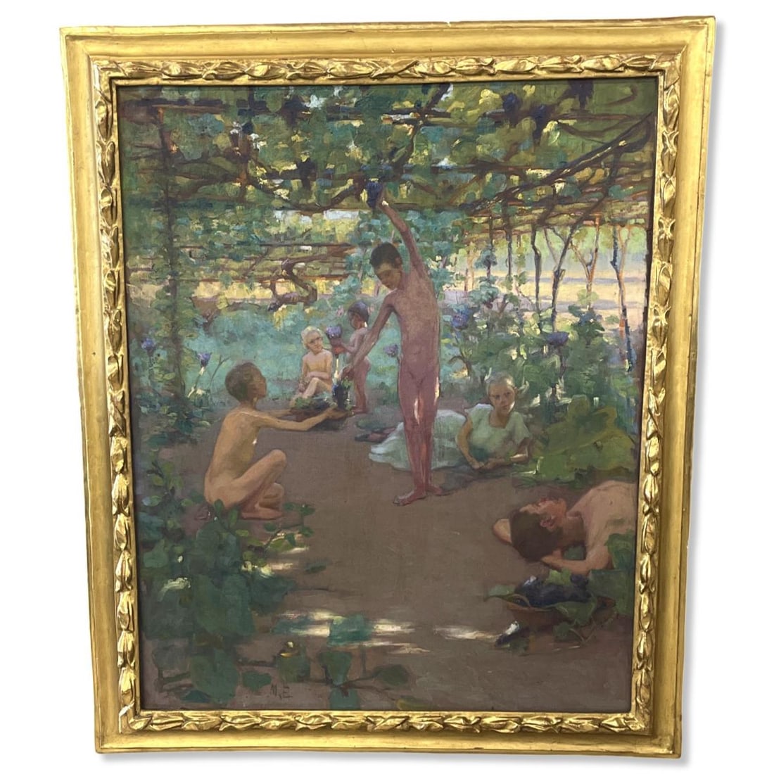 Magnus Enckell (finnish, 1870–1925) Children Play In A Vineyard, Oil On ...