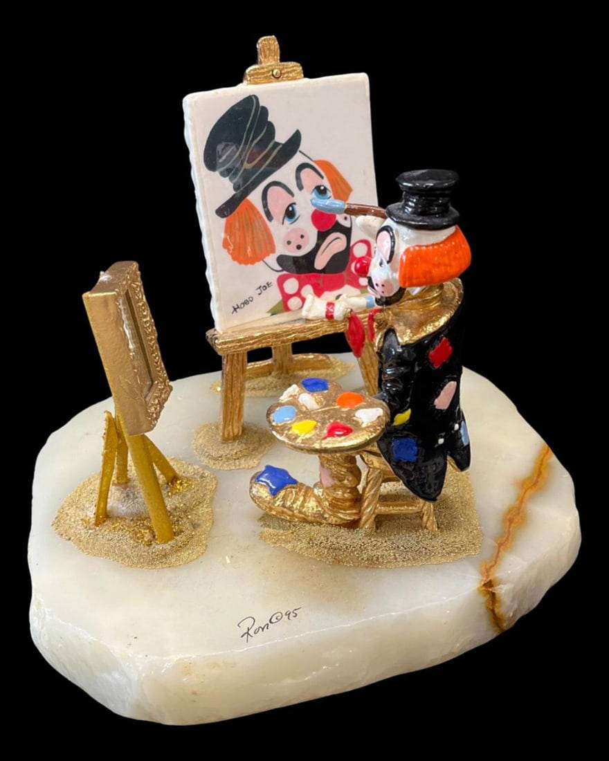 Signed Ron Lee Hobo Joe Clown Self Portrait Sculpture Auction