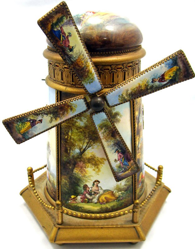 106: French Enamel Windmill Music Box