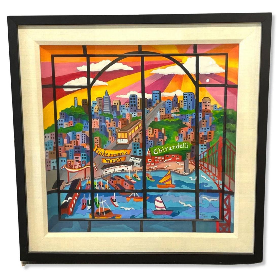 Signed Linnea Pergola (american B. 1953) Acrylic Painting On Canvas ...