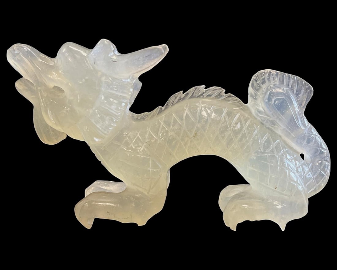 Chinese Carved Jade Dragon Figurine Auction