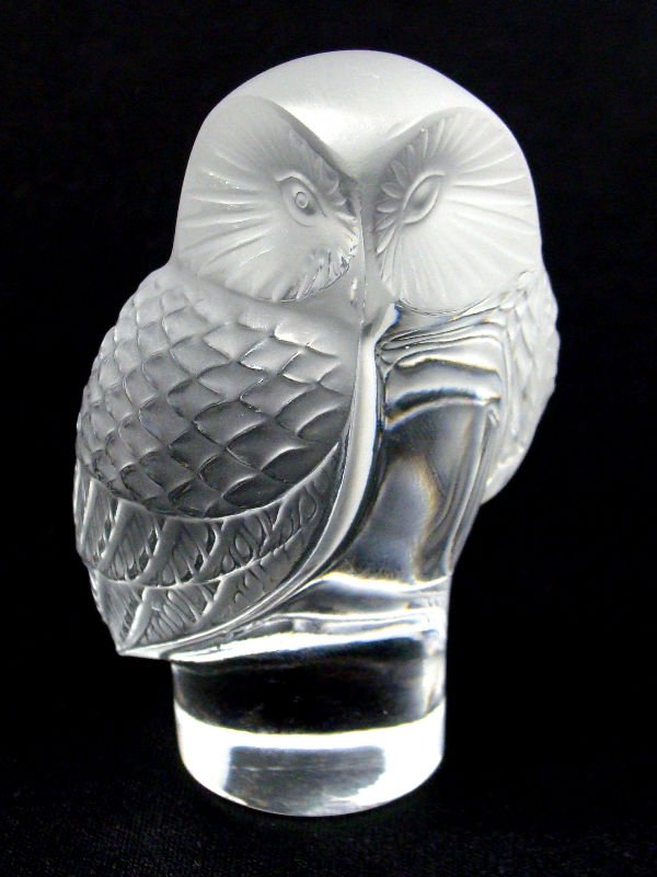 Lalique Crystal Owl Paperweight #11815