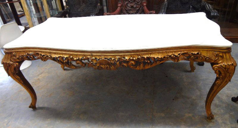 White Marble Top Gilded Center Table