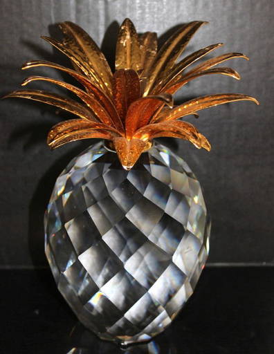 Giant Swarovski Crystal Pineapple Gold Leaf #010116