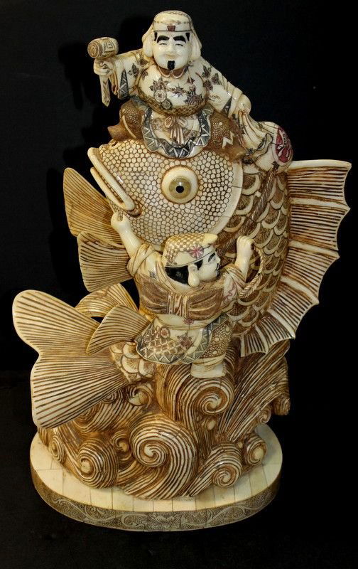 Large Japanese Carved Hippo Bone Koi Fish Group - Aug 03, 2014 | Bruce ...