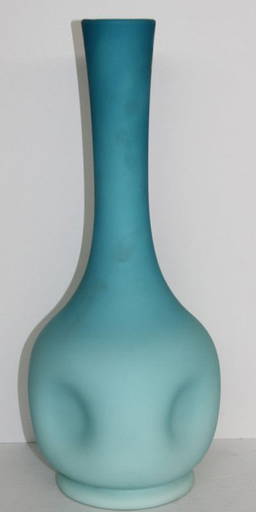 Large Blue Iridescent Art Glass Vase