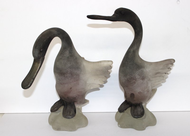 Seguso Cenedese Italian Frosted Murano Glass Ducks
