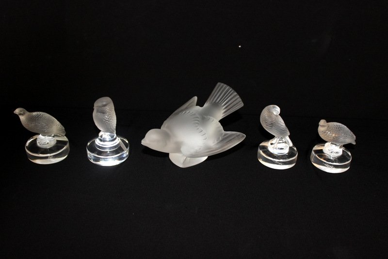 5 Pc. Lalique Crystal Paperweights