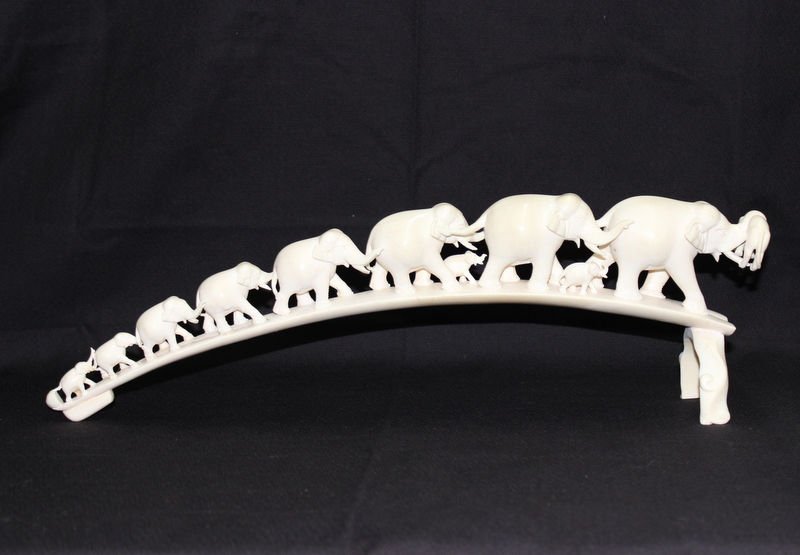 Chinese Carved Ivory Elephant Bridge