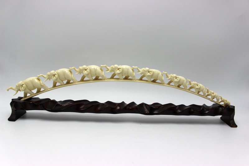 Chinese Carved Ivory Elephant Bridge