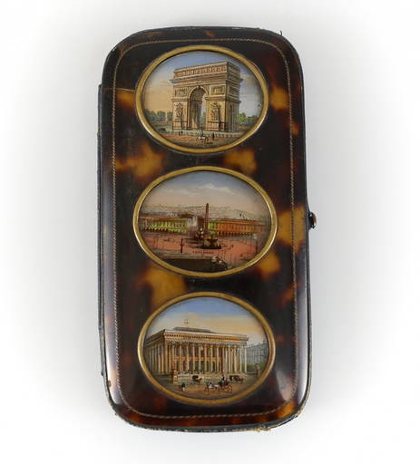 1844 Tortoise Shell Wallet With Silver Inlay And Cameos