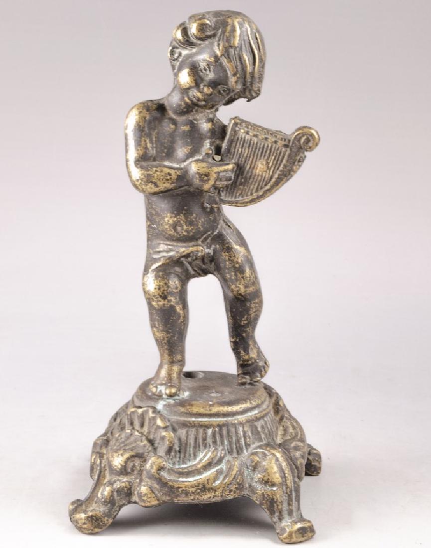 Bronze Figurine Boy Playing Harp