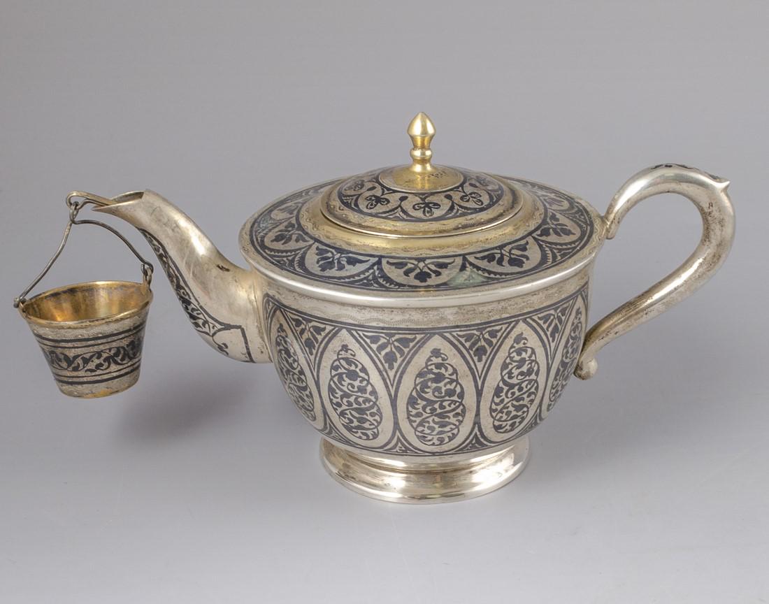 Soviet Silver and Niello Teapot