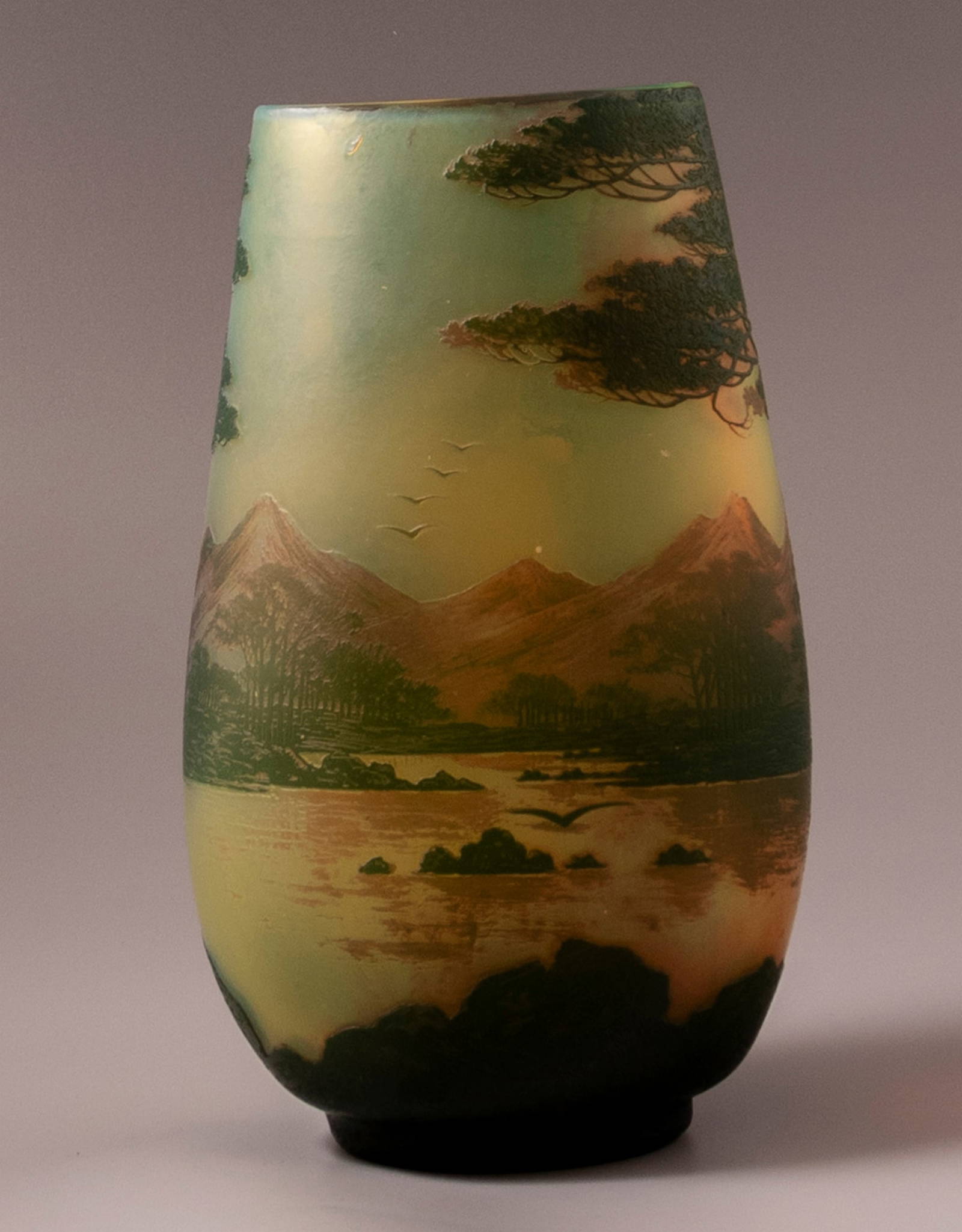 Cameo Glass Vase, De Vez Auction