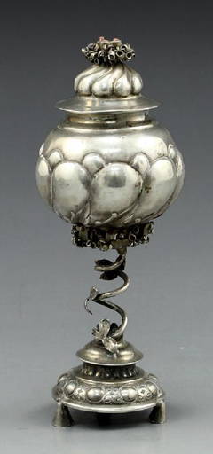 German Jewish Silver Spice Container