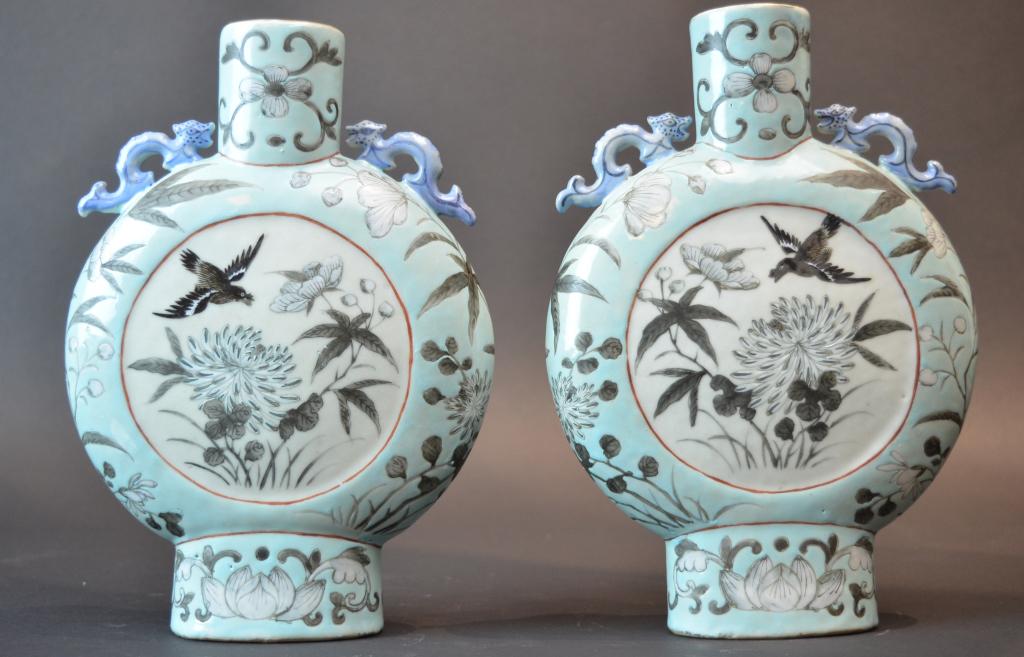 Pair Of Chinese Porcelain Moon Flasks.