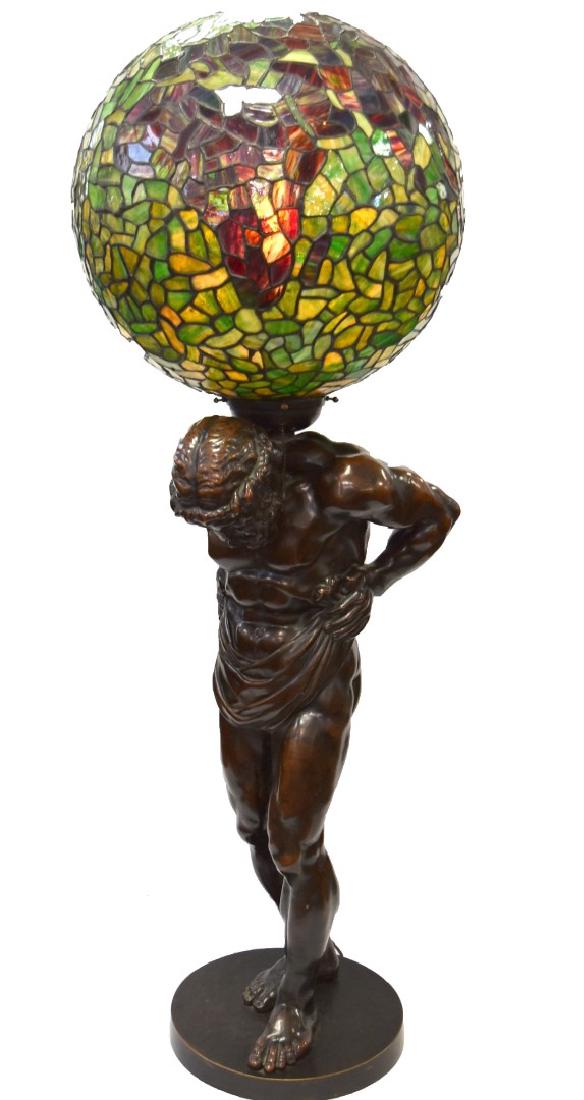 Rare Handel Leaded Atlas Lamp