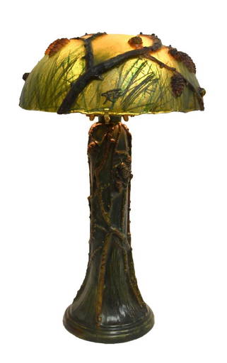 Steven Stelz Studios Pine Cone Pate De Verre Lamp