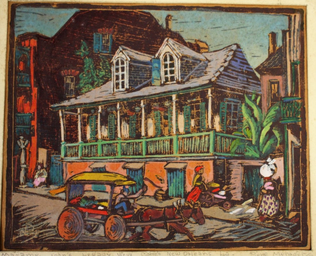 Pierre Menager; American Woodblock Print Signed