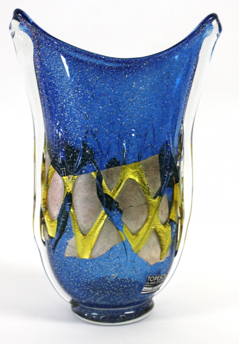 Topescu Glass Studio Vase Signed