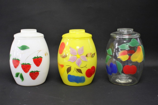 Set Of Three3 1950s Glass Cookie Jars
