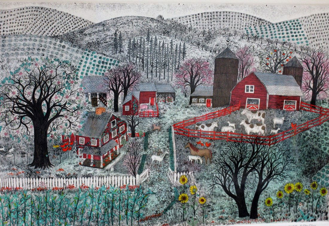 Cuca Romley; 20thc. Colored Etching Signed