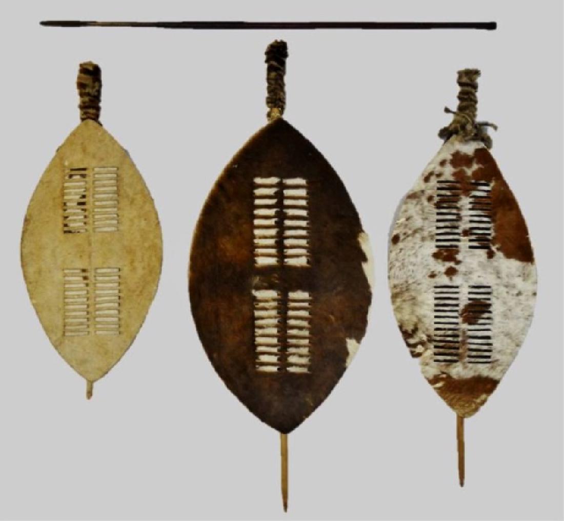 African Zulu Nguni Shields and Spear, (4pc)