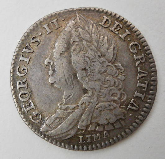 1746 English Silver Sixpence Coin, George Ii, Lima