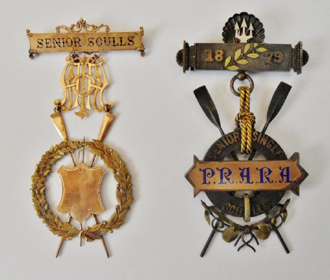 19th C. 10K Gold Princeton Rowing Pins (2pc)
