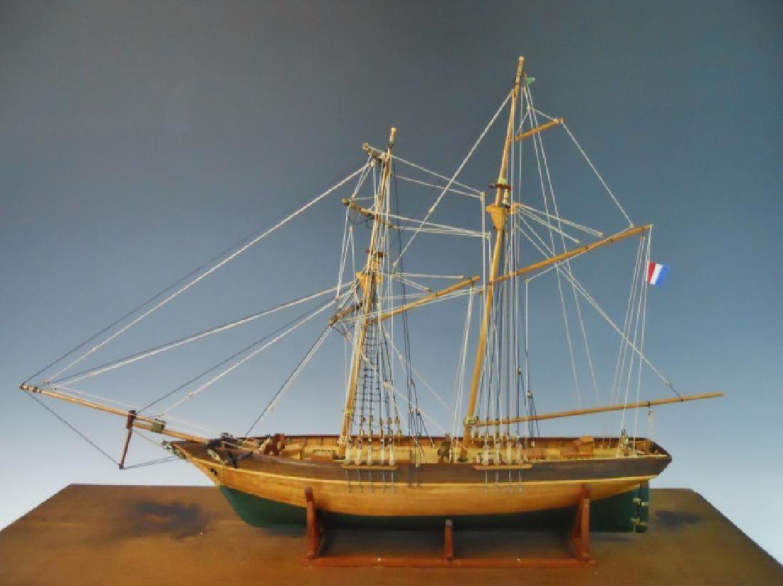 Cased Wooden Schooner Ship Model