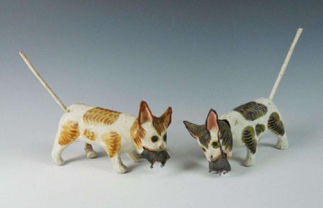 Folk Art Papier Mache Nodder Cats, (2pc)