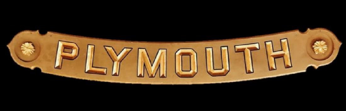 Hand Carved Wood Sign, PLYMOUTH