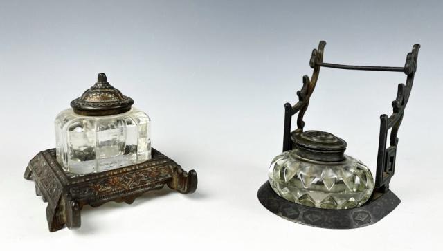 19th C. Eastlake Hotel Inkwells (2pc)