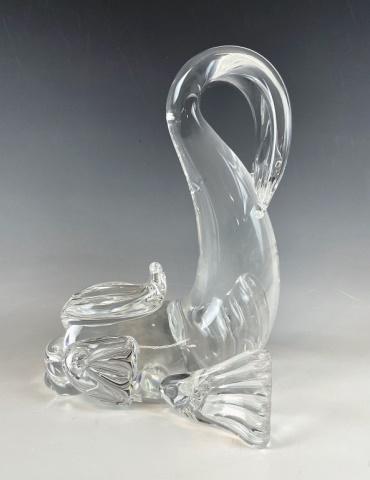 Large Blown Crystal Dolphin, Steuben