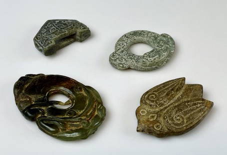 Buy An Extremely Rare Complete Set Of Four Chinese Carved Jade Sword ...