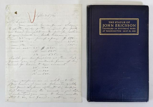 Letter, Book, Uss Monitor John Ericsson, (2pc) Auction