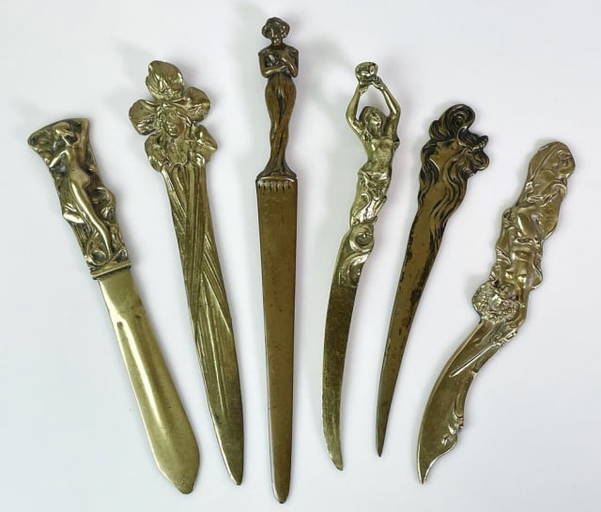 Antique Art Nouveau Bronze Letter Openers (6pc)