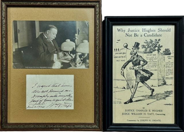 President William Howard Taft Note, Cartoon (2pc) Auction