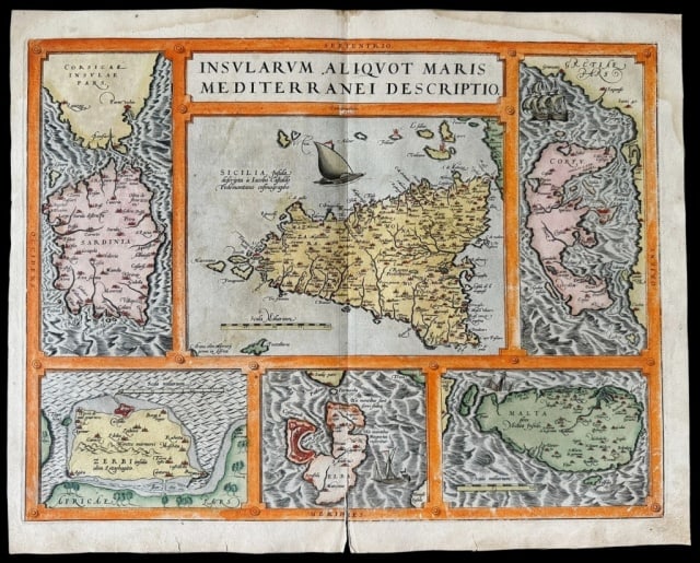 1585 Map Mediterranean Islands, Abraham Ortelius - Jul 12, 2025 | J ...