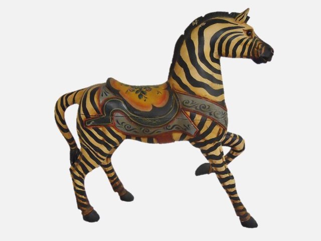 Carved Wood Zebra Carousel Figure
