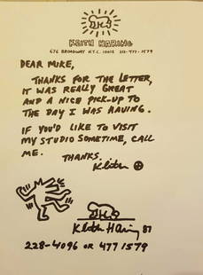 Keith Haring Handwritten Letter.