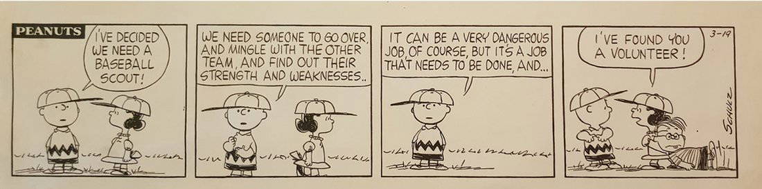 Original Peanuts Comic Strip Charles Schulz 1960