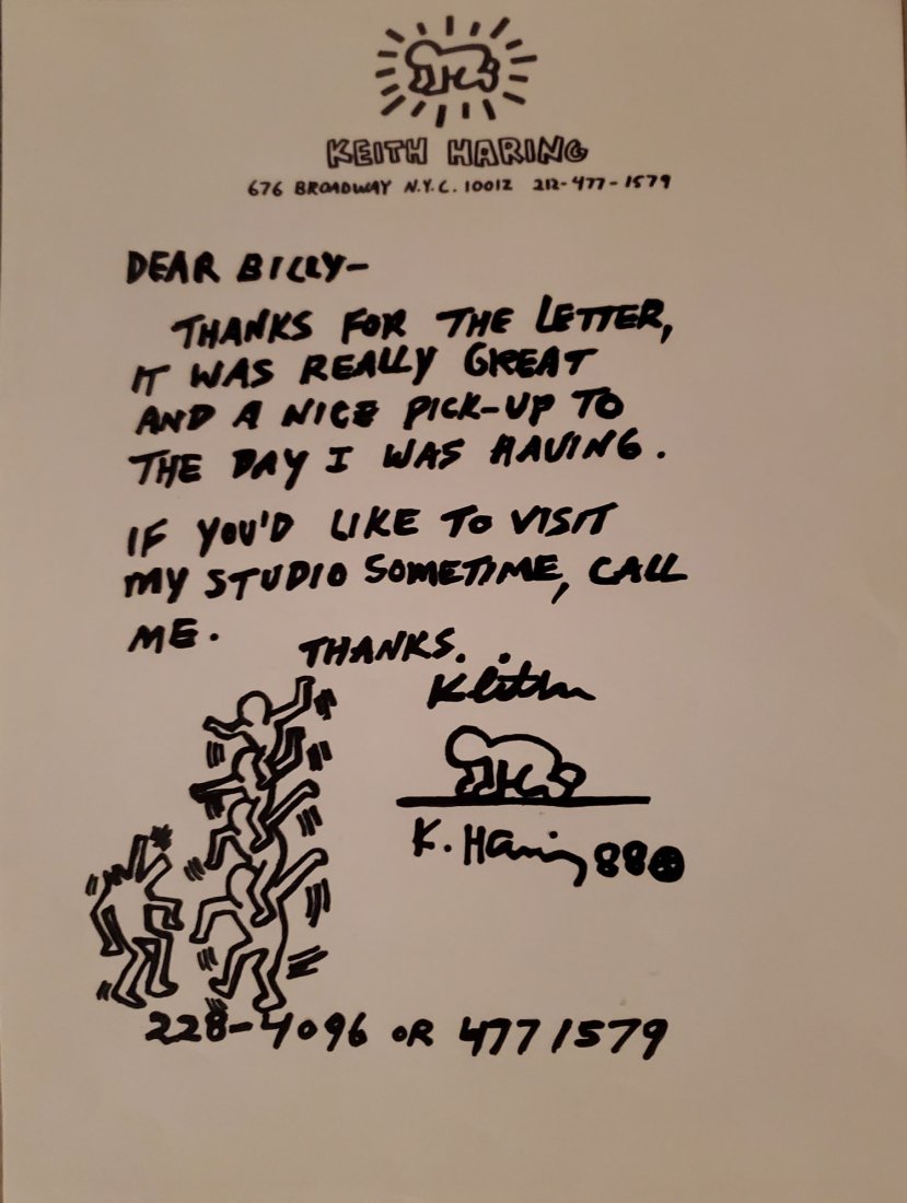 Keith Haring Signed And Hand Written Letter
