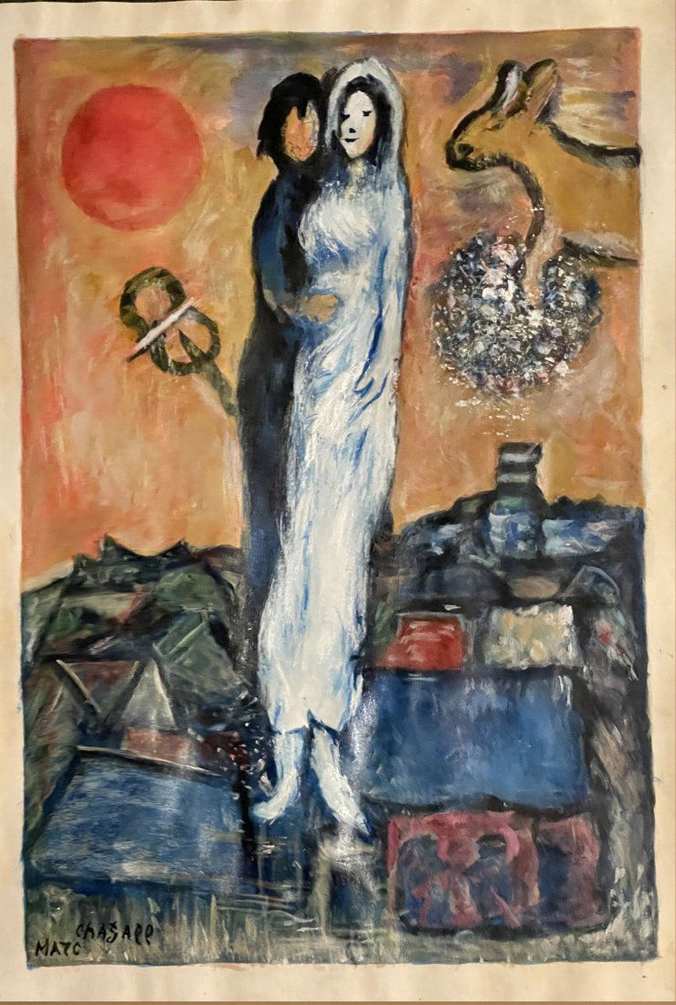 Marc Chagall (gouache On Paper Painting )signed Coa