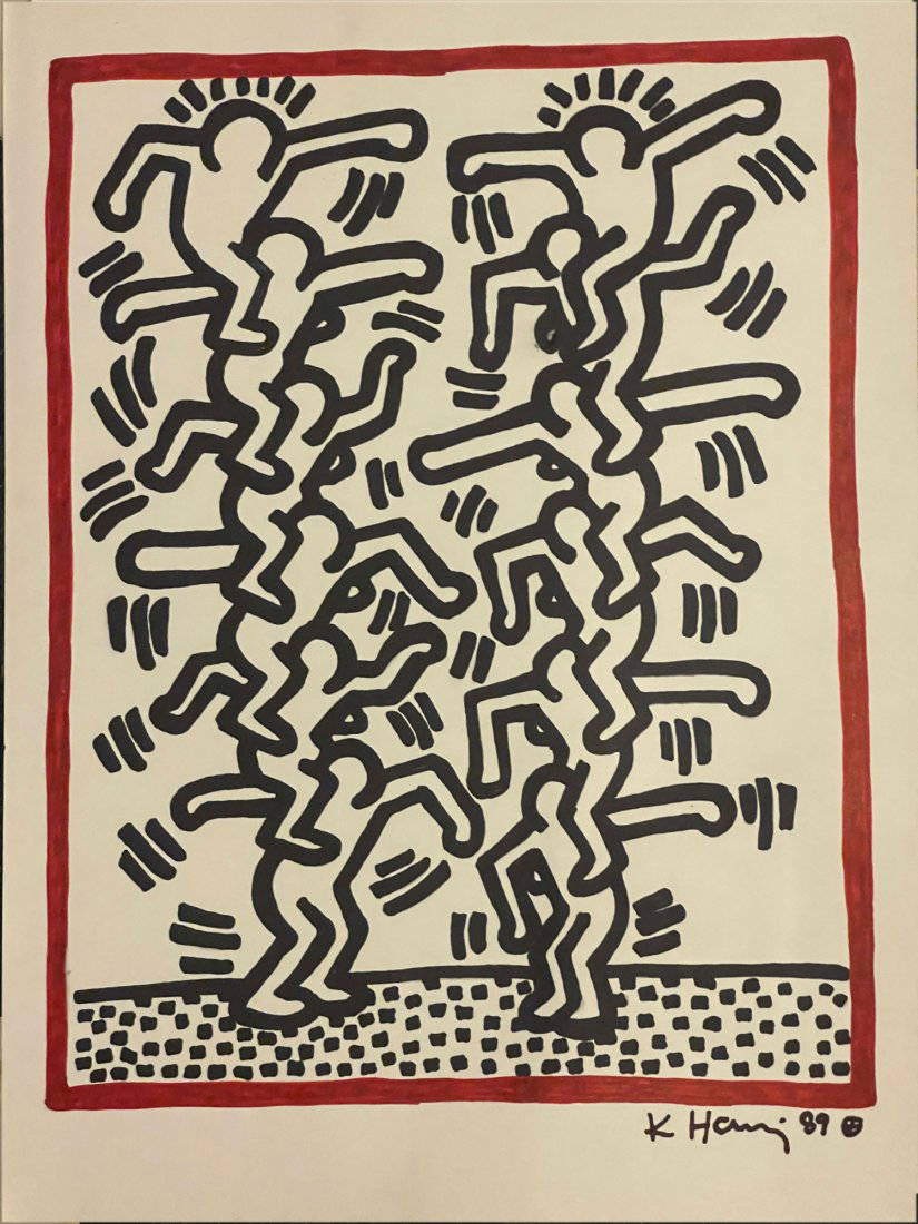 Keith Haring Hand Signed Original Drawing-coa Auction