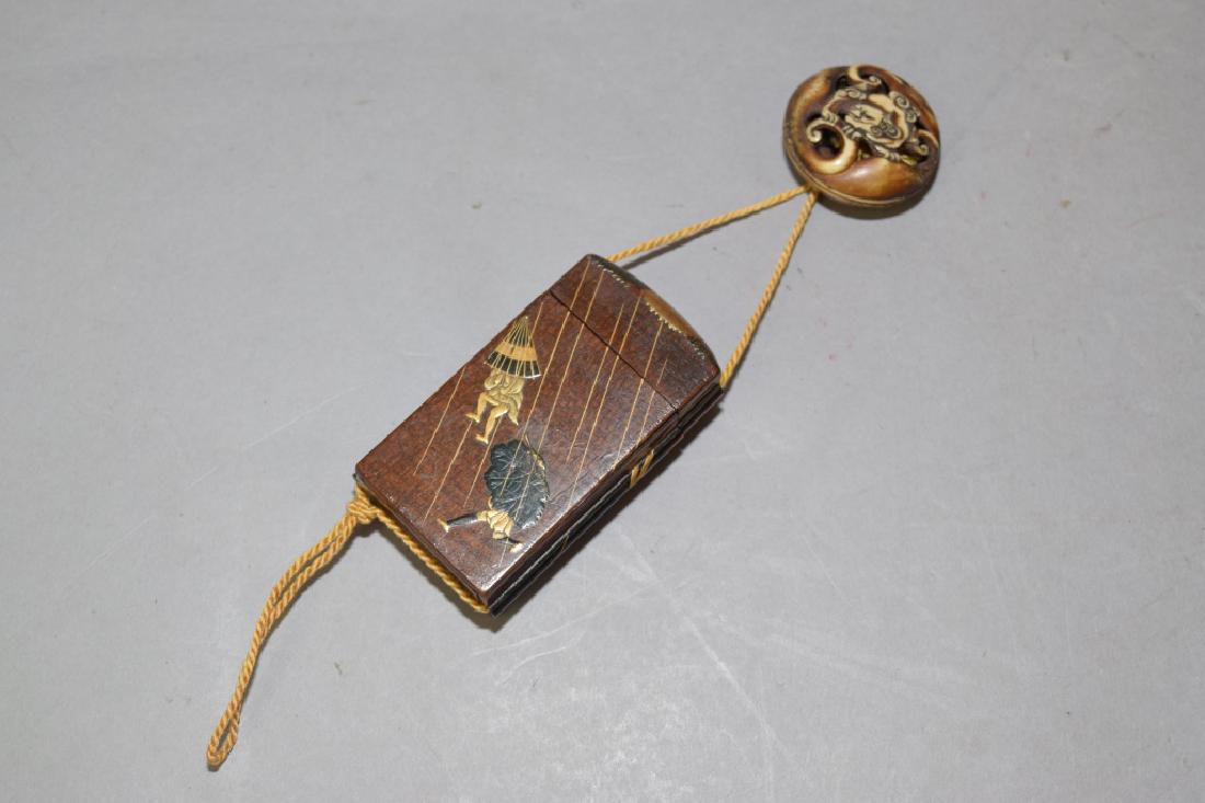 19th C. Japanese Painted Wood Inro Box