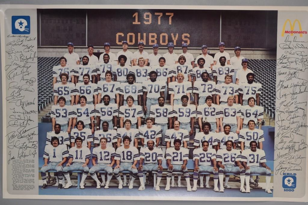 Vintage 1977 Dallas Cowboys Team Poster Mcdonald's
