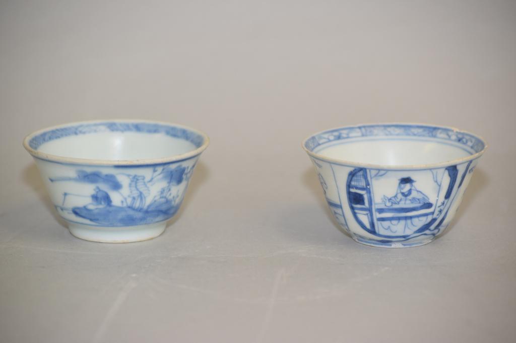 Two 17th C. Chinese Export Blue And White Cups