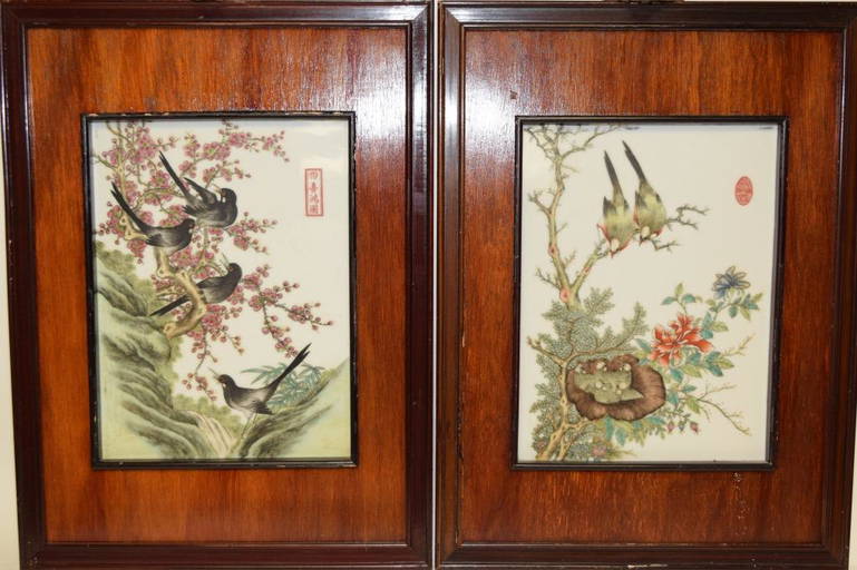 Pr. of 19-20th C. Chinese Porcelain Famille Rose Plaques (#0080) on Sep ...
