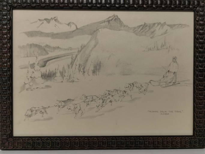 Pencil Drawing on Paper "Mushing Down the Trail" - Dec 03, 2022 ...